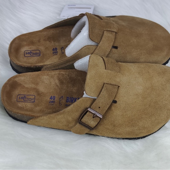 Birkenstock | Shoes | New Birkenstock Boston Clog Brown Suede Leather ...
